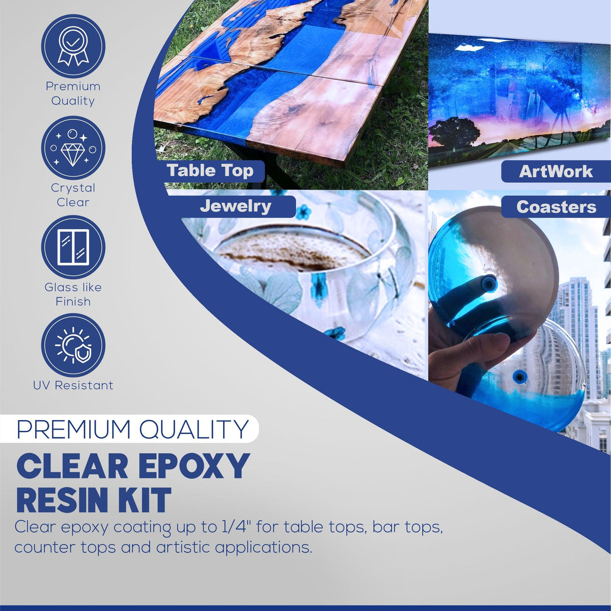 1 Gallon | Table Top & Art Clear Coating Epoxy Resin Kit | Free Expres ...